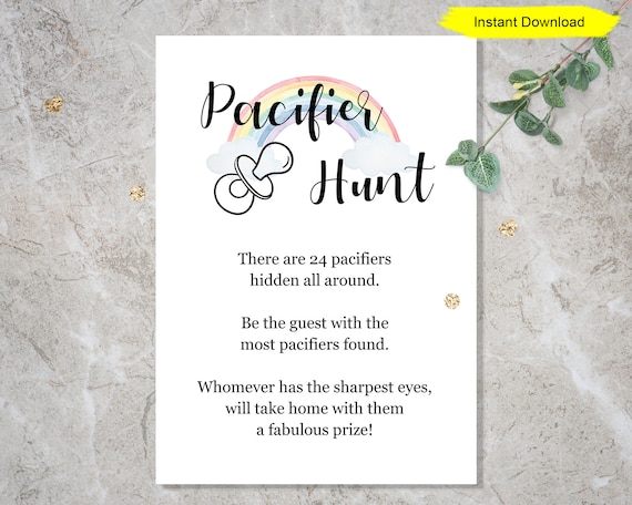 Rainbow Pacifier Hunt Game - INSTANT DOWNLOAD - printable digital baby ...