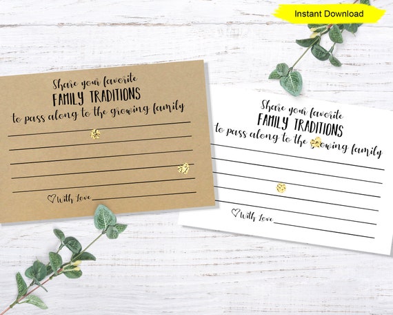 Family Traditions Cards INSTANT DOWNLOAD Printable Digital | Etsy