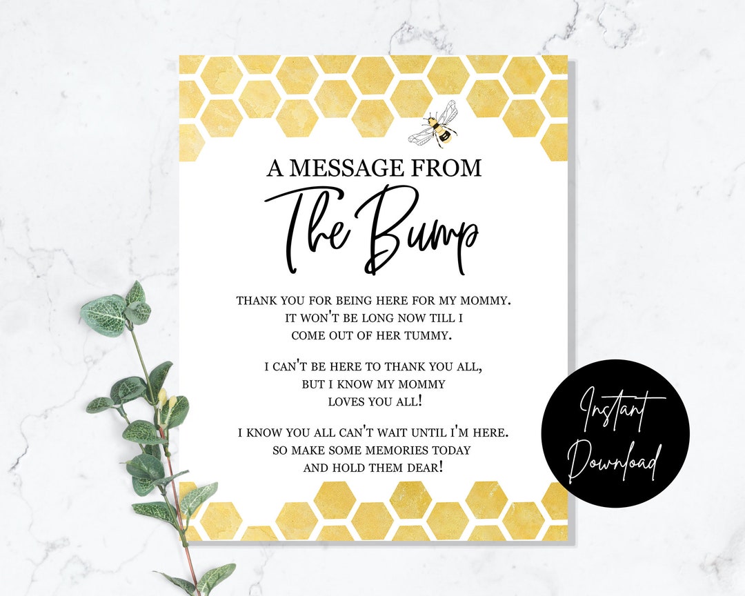 Bee A Message From the Bump - INSTANT DOWNLOAD - Printable Digital Baby ...
