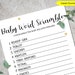 Baby Shower Word Scramble Game INSTANT DOWNLOAD Printable Digital Baby ...