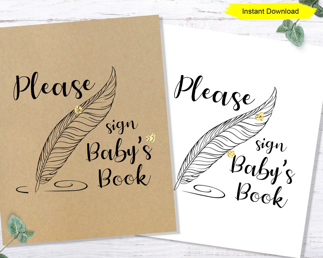 Please Sign Baby's Book Sign - INSTANT DOWNLOAD - Printable Digital ...