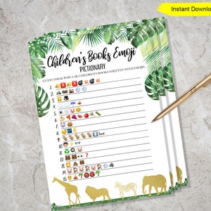 Jungle Childrens Book Emoji Pictionary Game - INSTANT DOWNLOAD ...