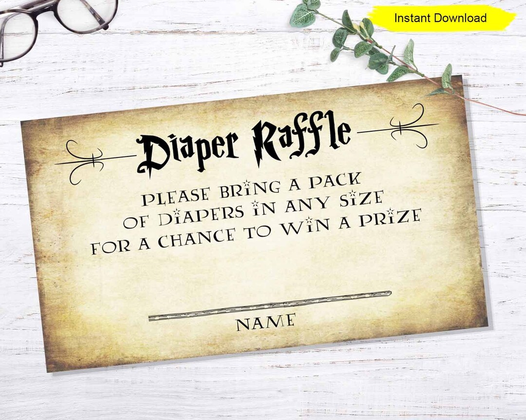 Antique Diaper Raffle Invitation Insert - INSTANT DOWNLOAD - Printable ...