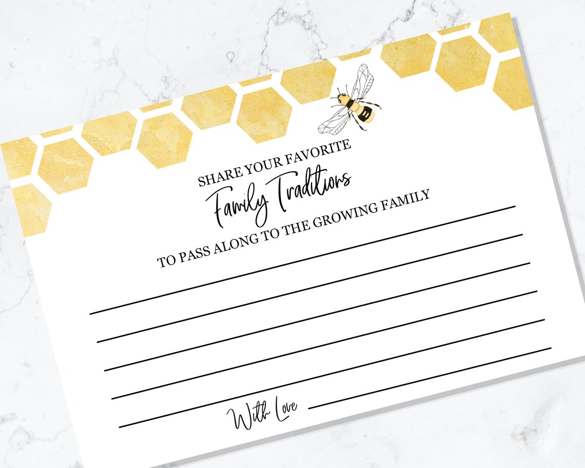 Bee Family Traditions Cards - INSTANT DOWNLOAD - Baby Shower Party ...