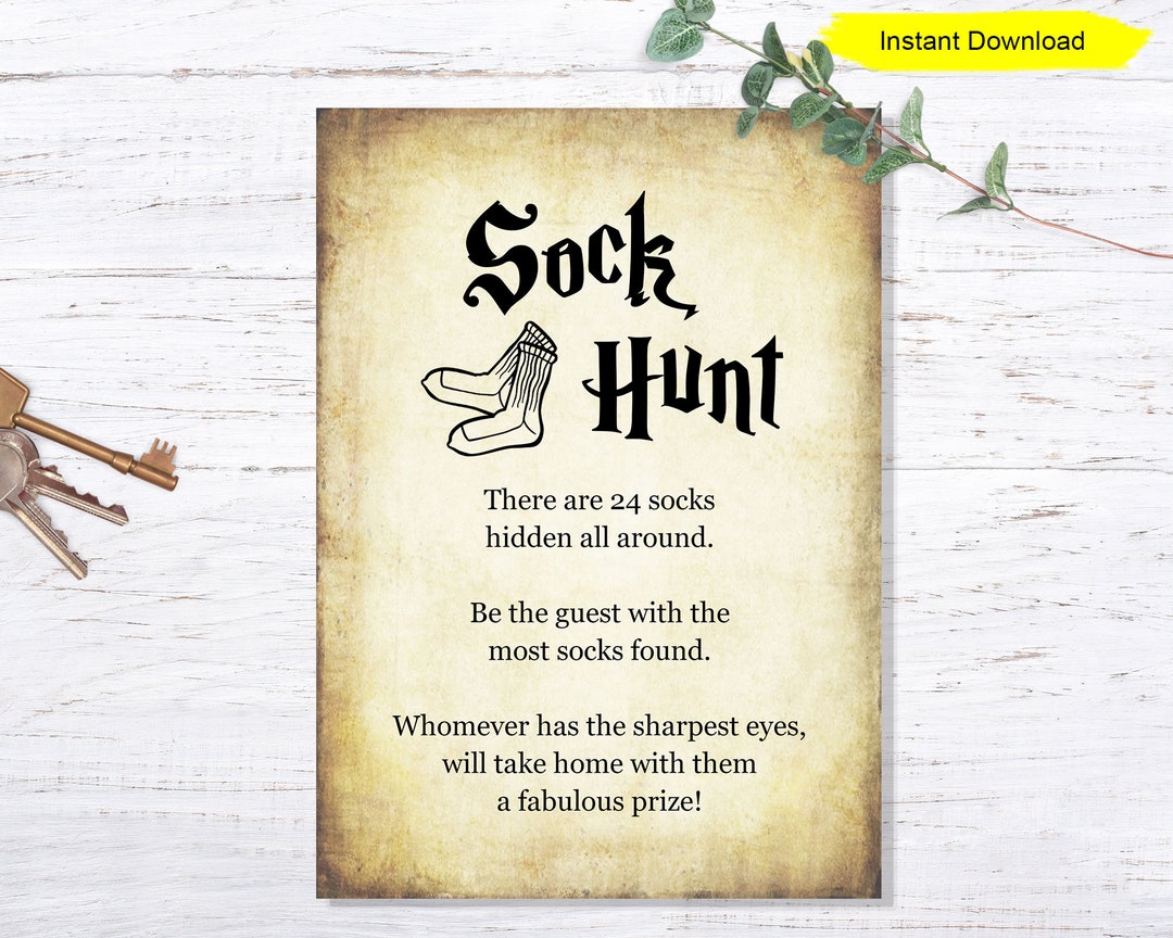 Sock Hunt Game - INSTANT DOWNLOAD - Baby Shower Hide and Seek Printable ...