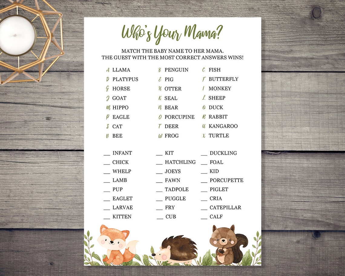 Woodland Animals Baby Shower Games Pack INSTANT DOWNLOAD | Etsy