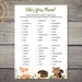 Woodland Animals Baby Shower Games Pack - INSTANT DOWNLOAD - Couples ...
