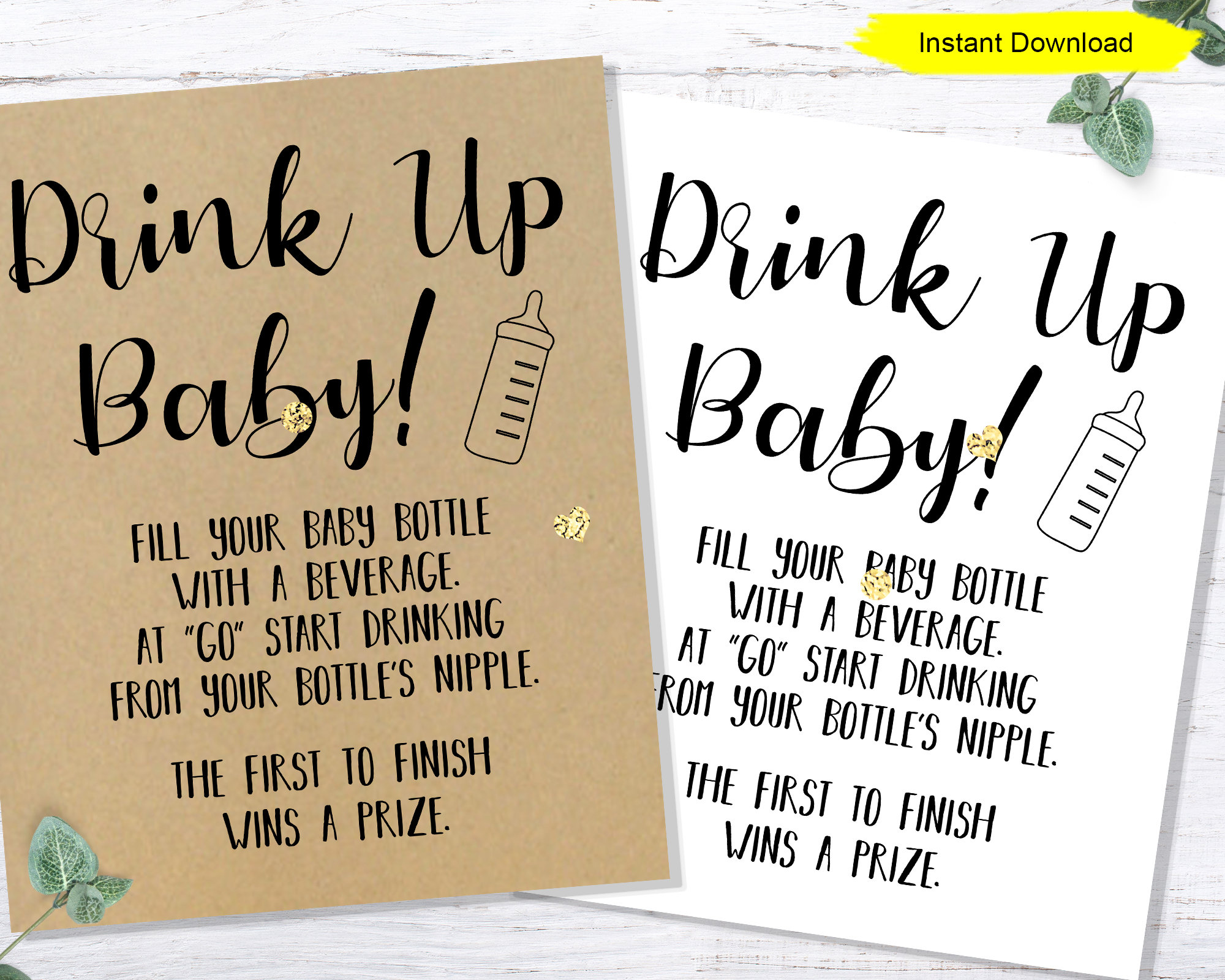 Bottle Chug Baby Shower Game INSTANT DOWNLOAD Printable | Etsy