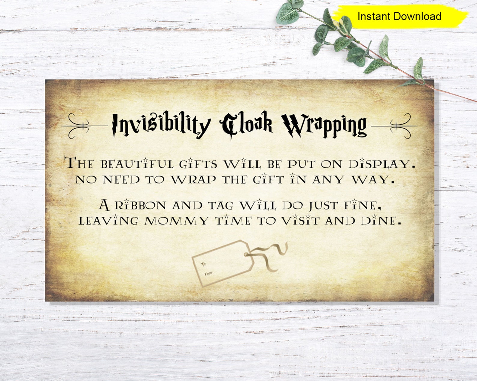 No Gift Wrap Please Invitation Insert INSTANT DOWNLOAD - Etsy