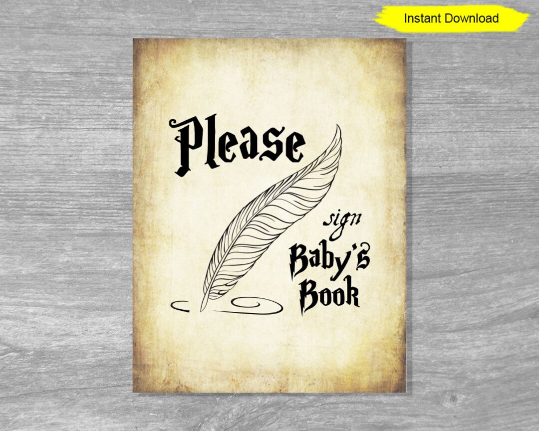 Please Sign Baby's Book Sign - INSTANT DOWNLOAD - Baby Shower Party ...