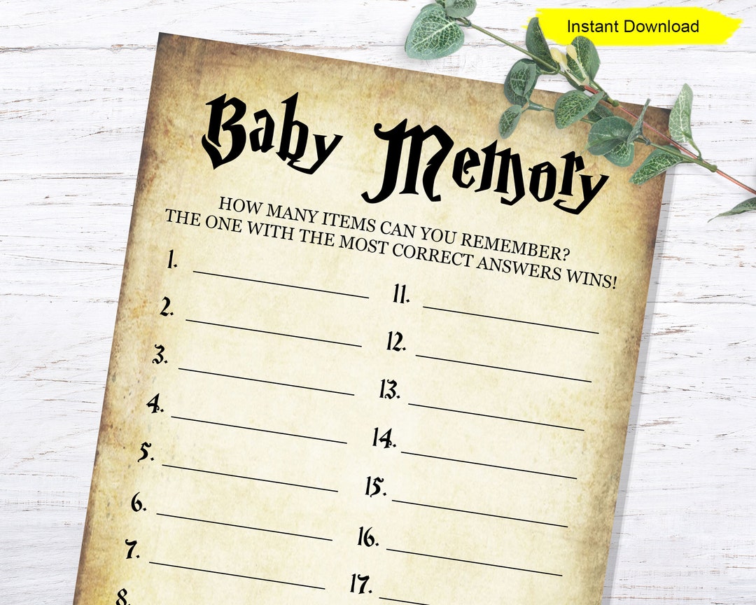 Halloween Baby Memory Game - INSTANT DOWNLOAD - Baby Shower Potter ...