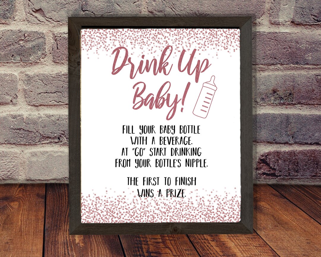 Rose Gold Bottle Chug Game INSTANT DOWNLOAD Baby Shower Party Printable ...