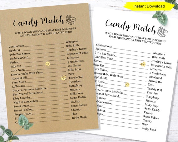 Candy Bar Game - INSTANT DOWNLOAD - baby shower digital printable ...