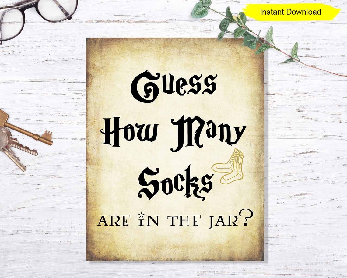 Guess How Many Socks Game INSTANT DOWNLOAD Printable - Etsy