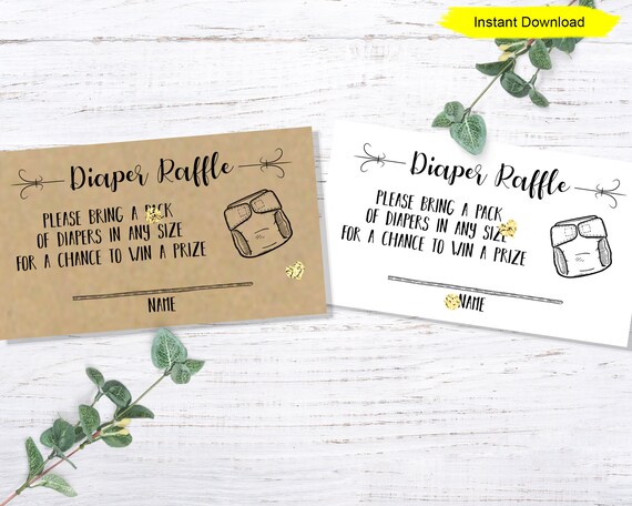 Diaper Raffle Invitation Insert - INSTANT DOWNLOAD - printable digital ...