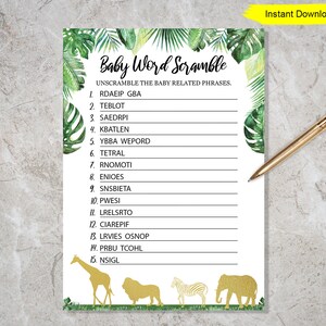 Jungle Word Scramble Game - INSTANT DOWNLOAD - Printable Print Baby ...