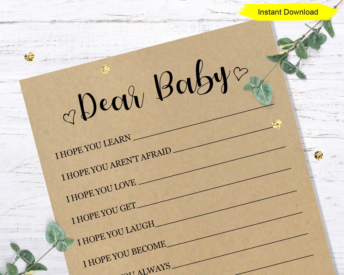 Dear Baby Baby Shower Game - INSTANT DOWNLOAD - Printable Digital Baby ...