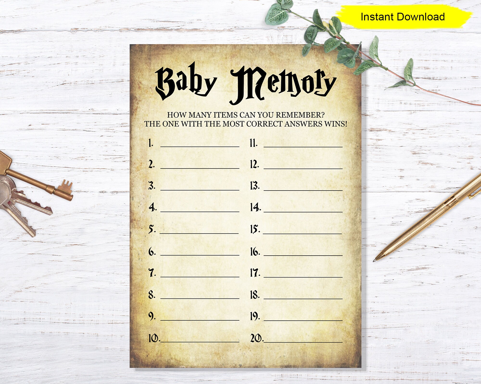 Halloween Baby Memory Game - INSTANT DOWNLOAD - Baby Shower Potter ...