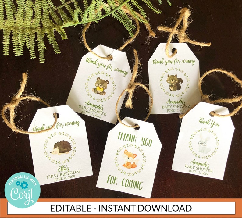 Woodland Gift Tags INSTANT DOWNLOAD Printable Digital - Etsy