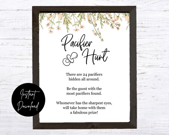 BOHO Chic Pacifier Hunt Game - INSTANT DOWNLOAD - baby shower party ...