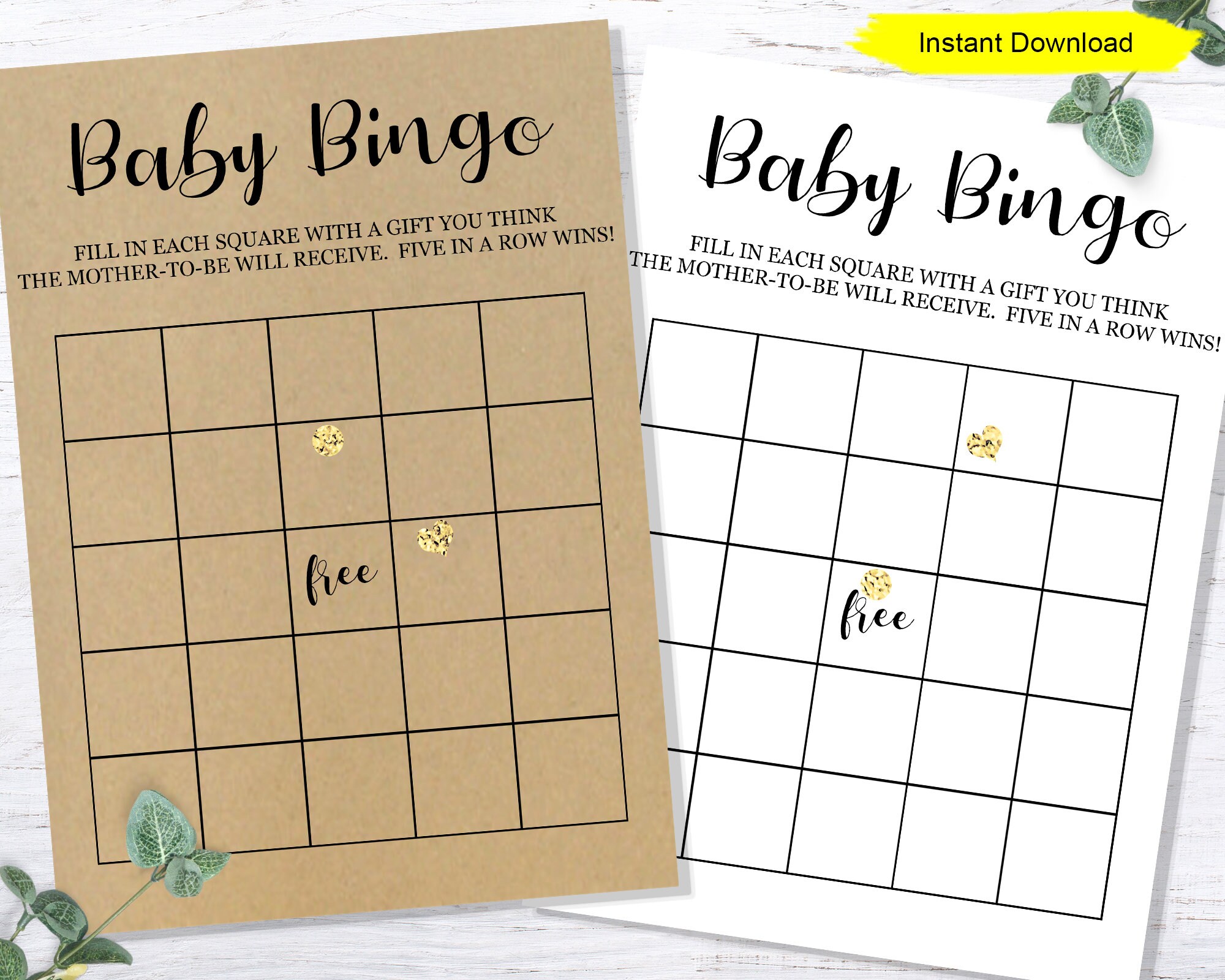 Baby Shower Bingo game INSTANT DOWNLOAD printable digital | Etsy