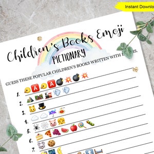 Rainbow Children's Book Emoji Game - INSTANT DOWNLOAD - Bridal Shower ...