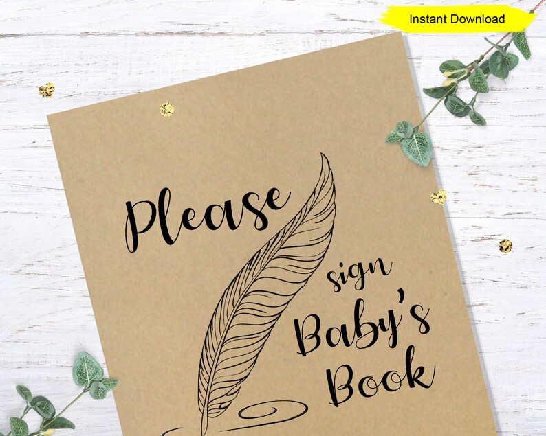 Please Sign Baby's Book Sign INSTANT DOWNLOAD - Etsy