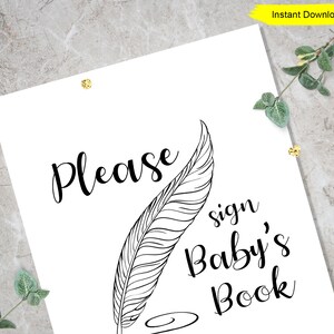 Please Sign Baby's Book Sign - INSTANT DOWNLOAD - Printable Digital ...