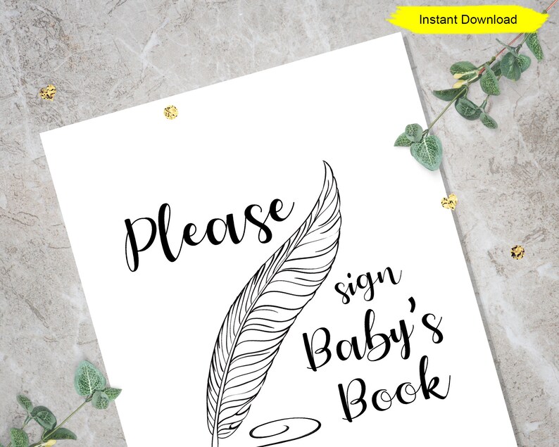 Please Sign Baby's Book Sign INSTANT DOWNLOAD - Etsy