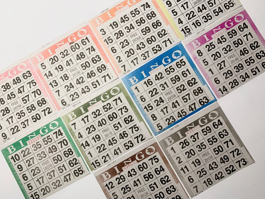 Set of 60 Paper Bingo Sheets, Junk Journal Supplies, Ephemera, Collage ...