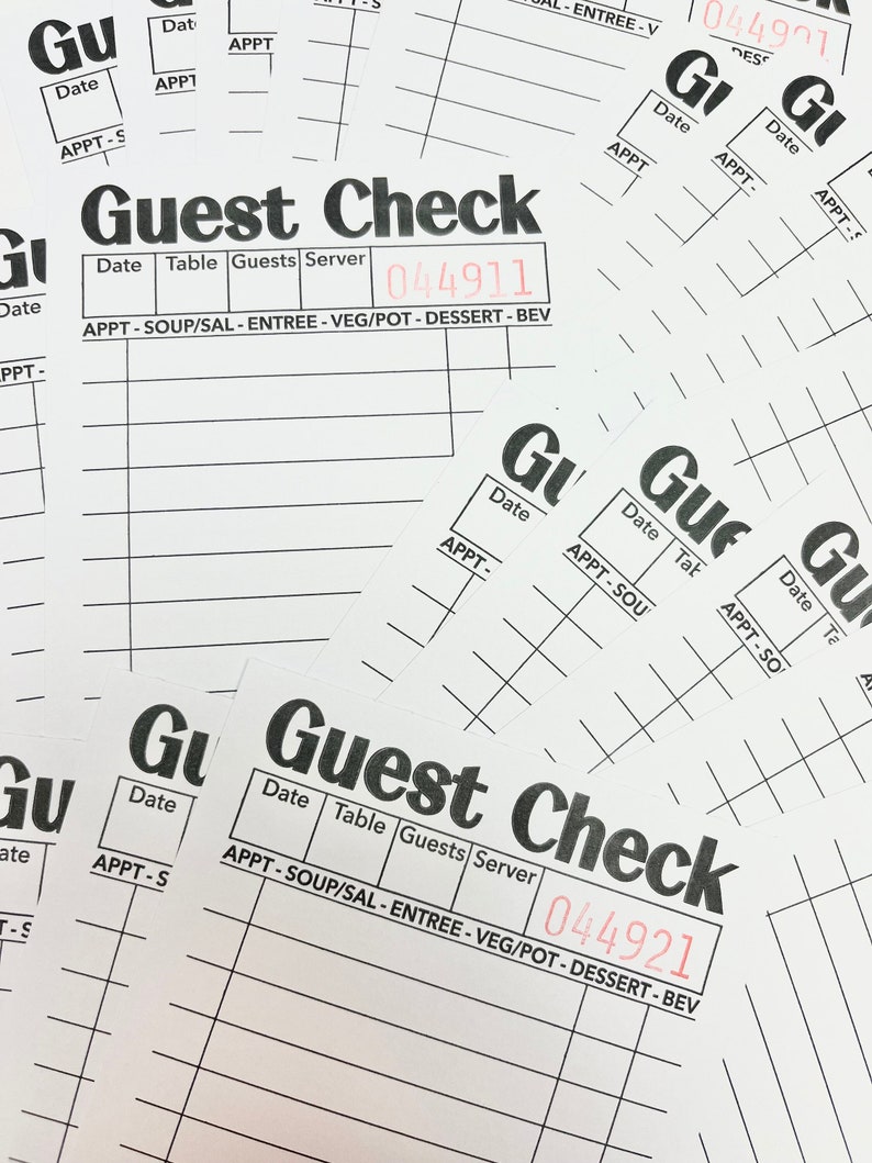 20 Vintage Inspired Guest Checks, Junk Journal Ephemera, Journal Paper ...