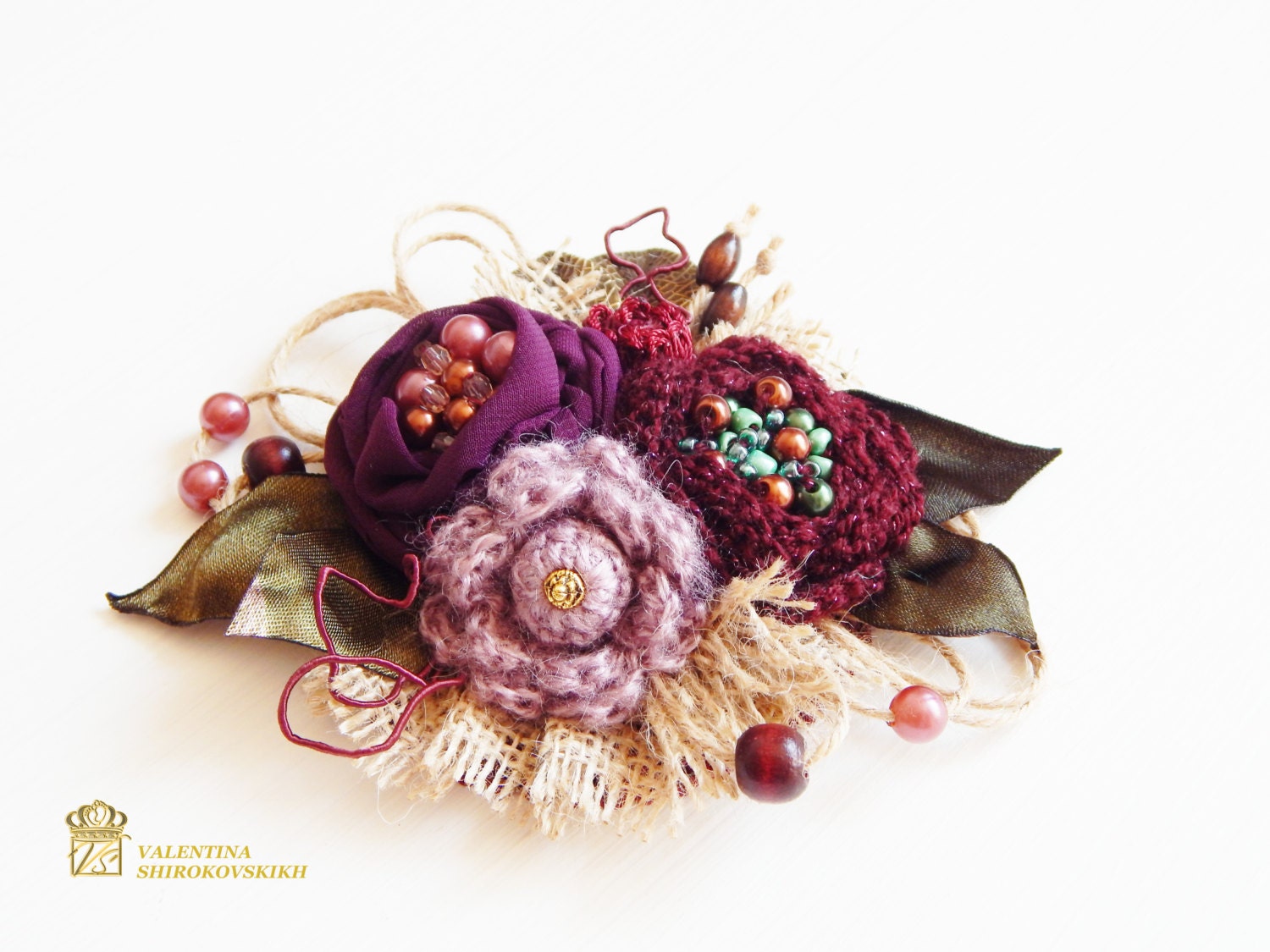 Fabric Brooch. Textile Brooch. Beautiful Handmade Brooch.Yarn | Etsy