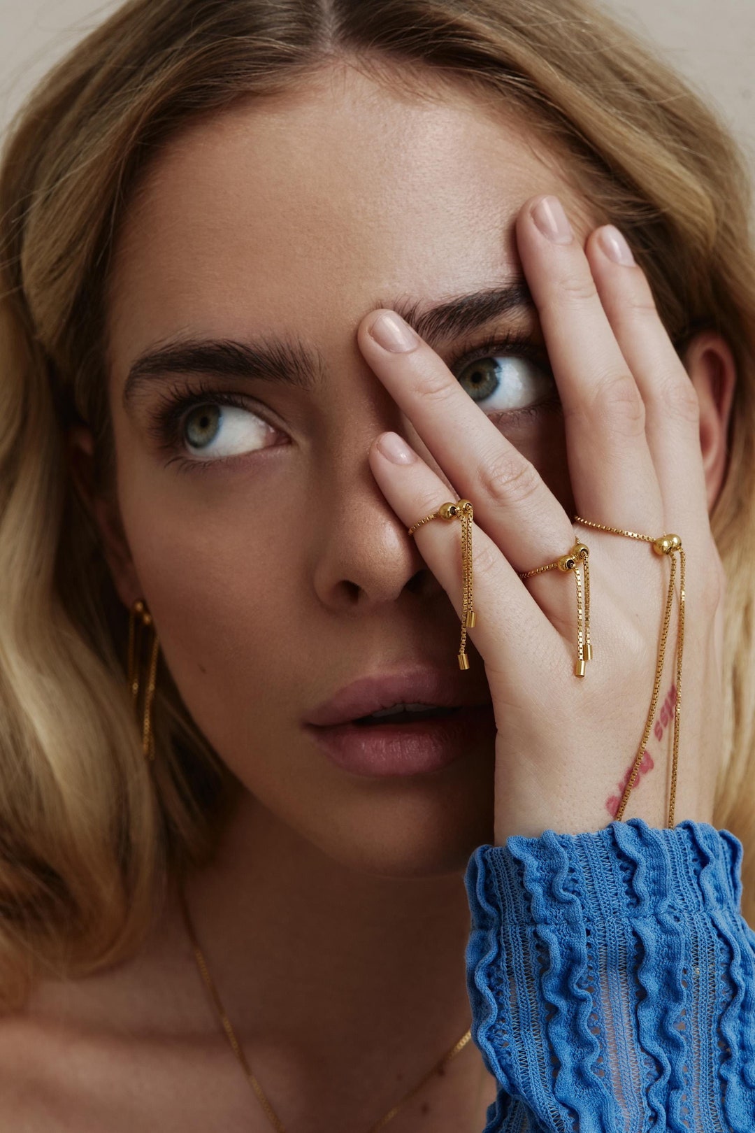 Chain Gold Ring With Symmetrical Chains, Adjustable Chain Ring for ...