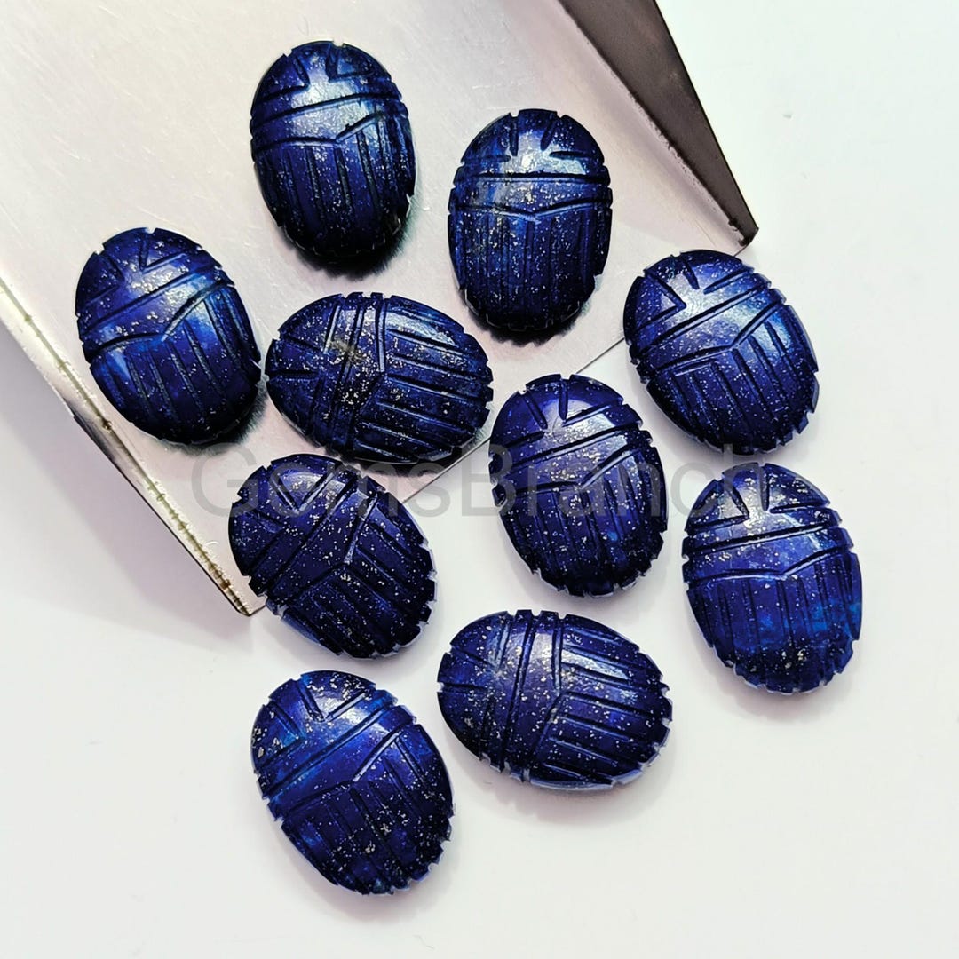 Natural Lapis Lazuli Scarabs Beads, Boho Egyptian Scarabs Shape, Beetle ...