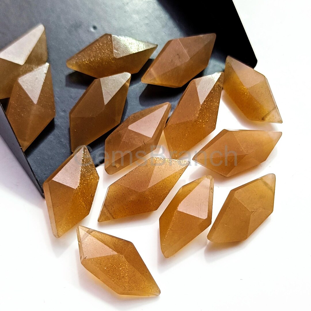 Peach Moonstone Spindle Shape Gemstone, Hand Carved Gemstone Beads for ...