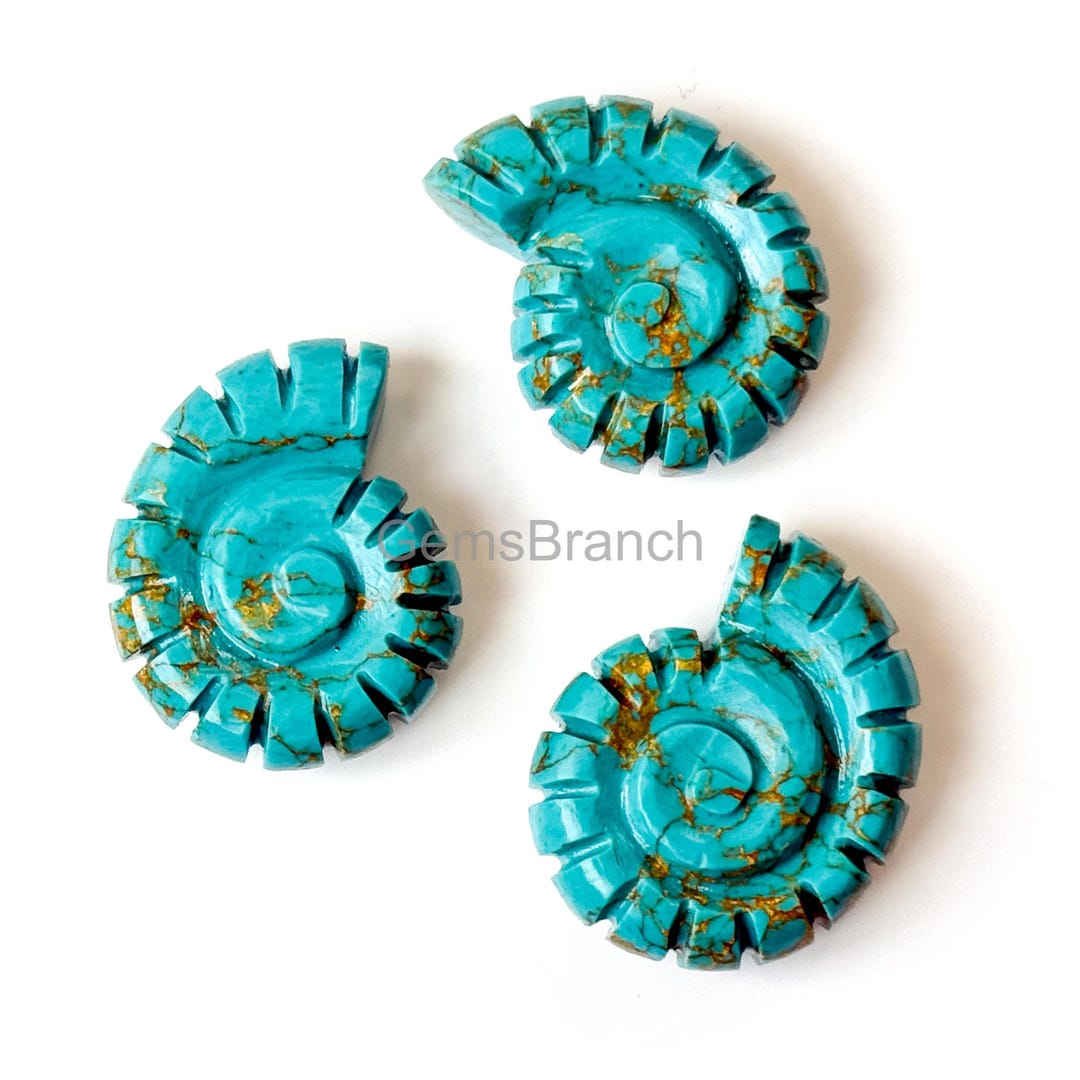 AAA Copper Turquoise Conch Shell Carved Gemstone, Snail Shell Necklace ...