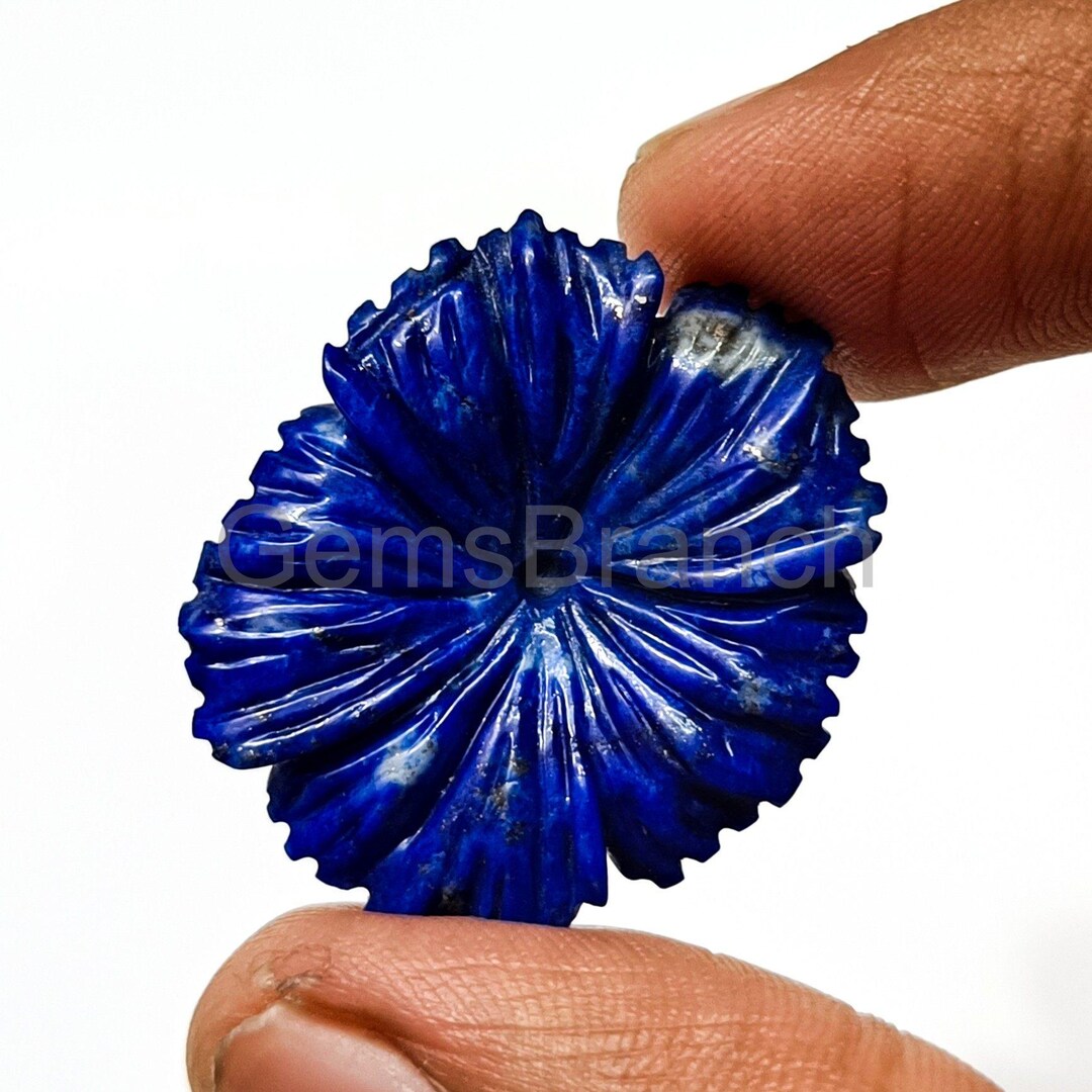 Natural Lapis Lazuli Flower Shape Gemstone, Hand Carved Gemstone Flower ...