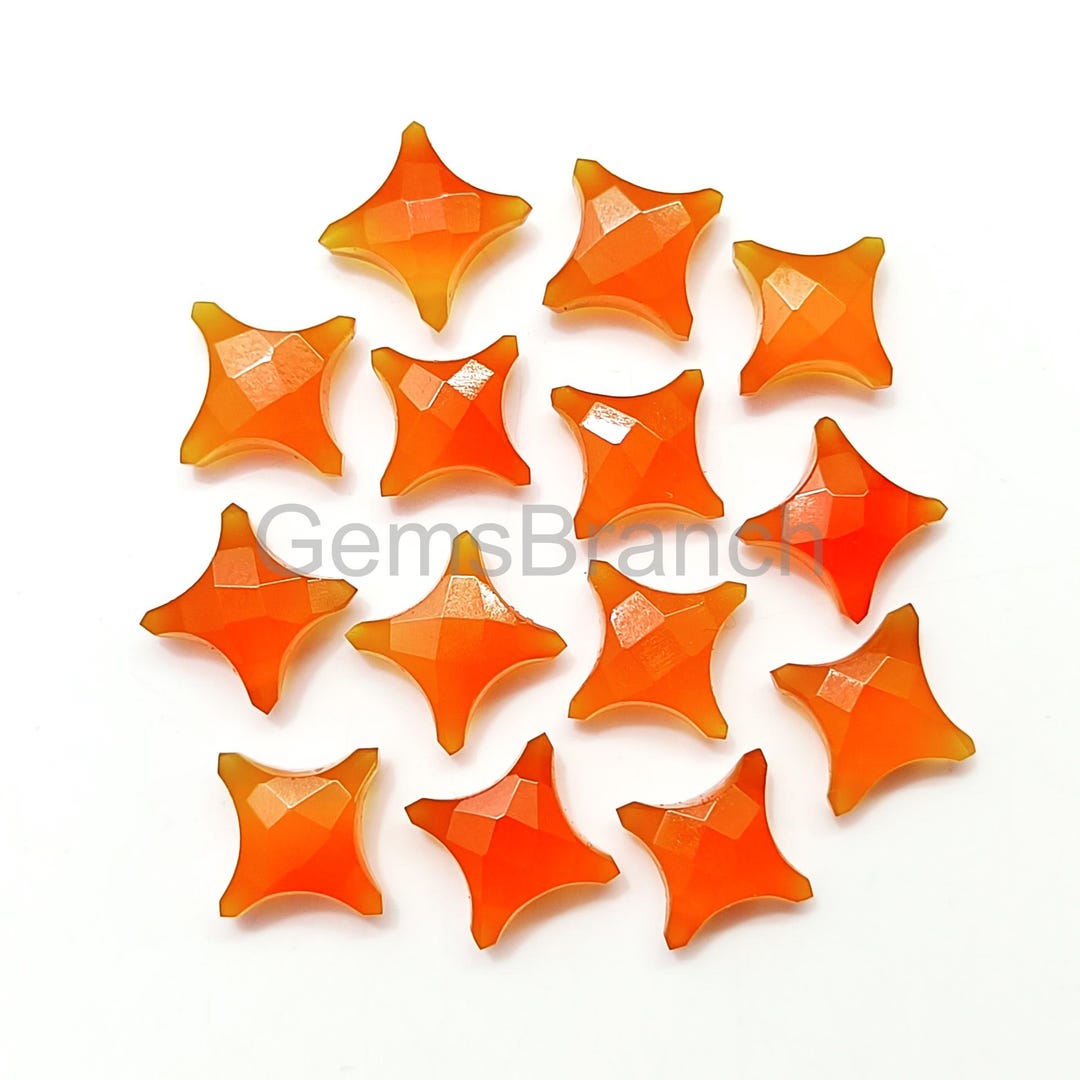 AAA Carnelian Ninja Star Shape Gemstone, Faceted Hand Carved Star Beads ...