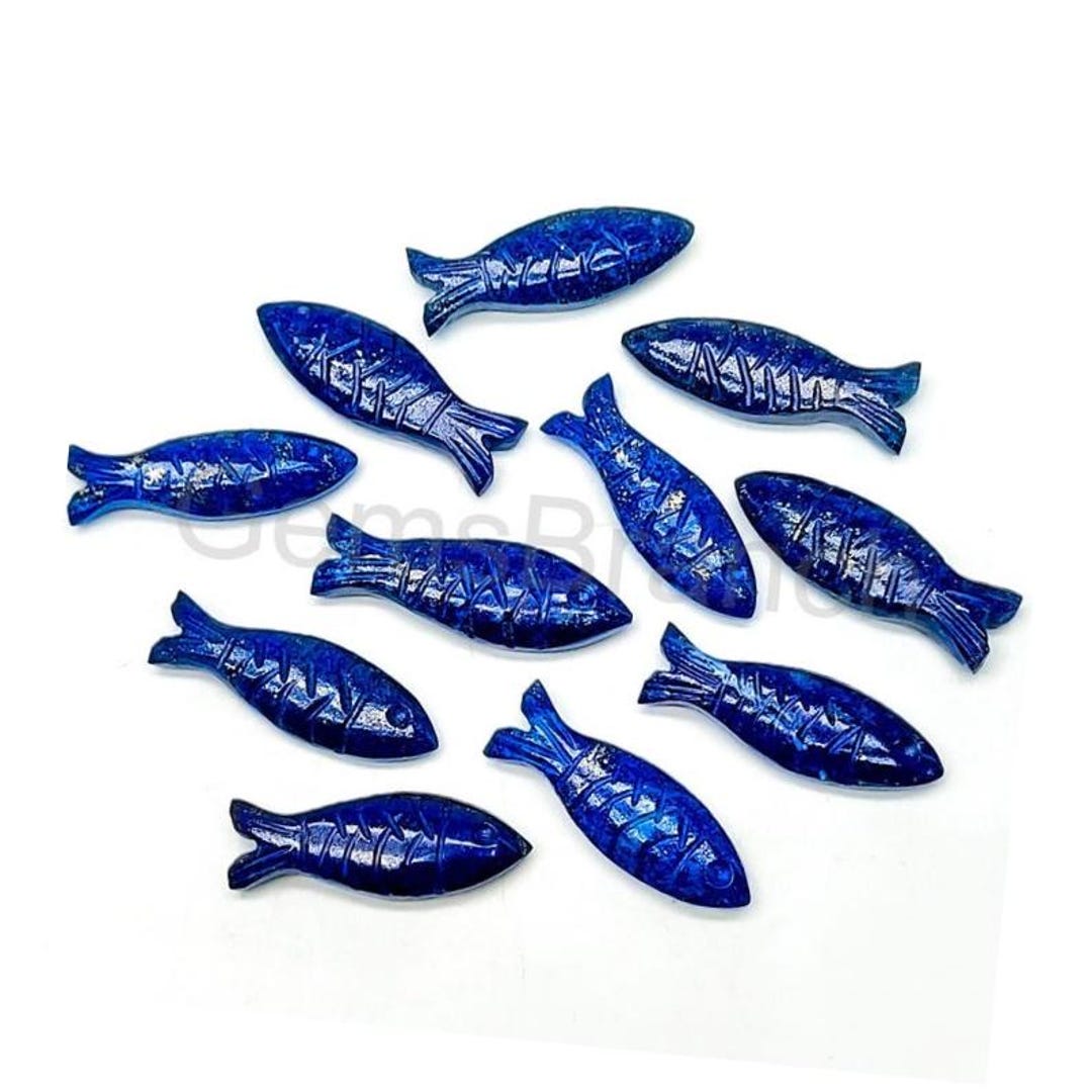 Natural Lapis Lazuli Fish Shape Charms, AAAA Lapis Hand Carved Gemstone ...