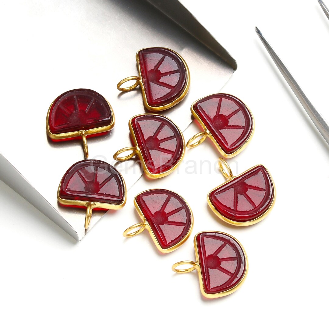 Natural Garnet Quartz Carved Orange Fruit Charms ~ Healing Crystal ...