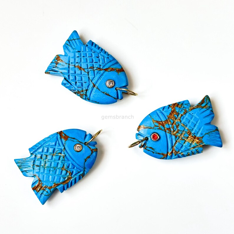 AAA Copper Turquoise Fish Pendant 925 Silver Turquoise Koi Necklace ...