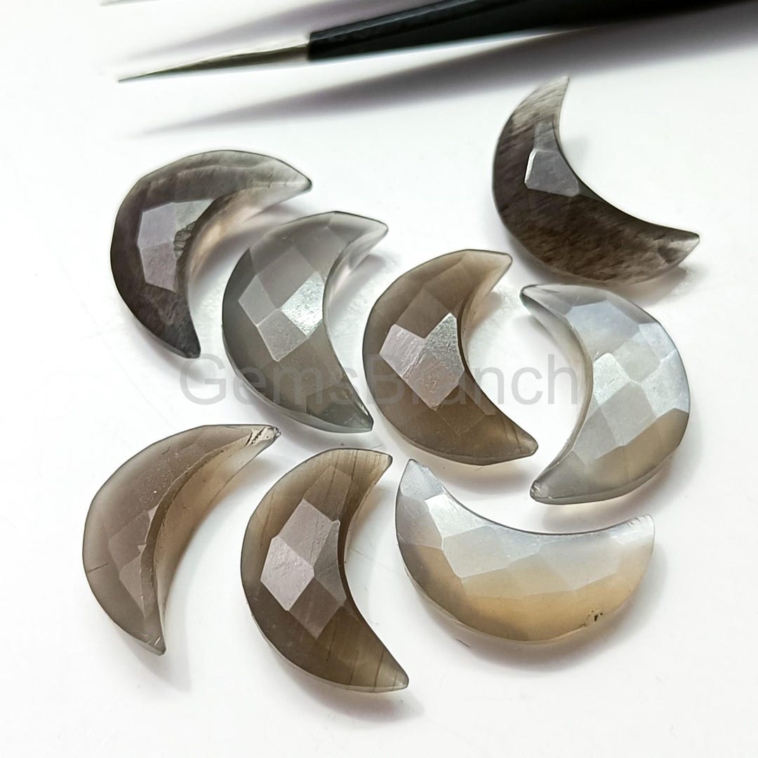 Flashy Chocolate Moonstone Moon Shape Gemstone, Faceted Hand Carved ...