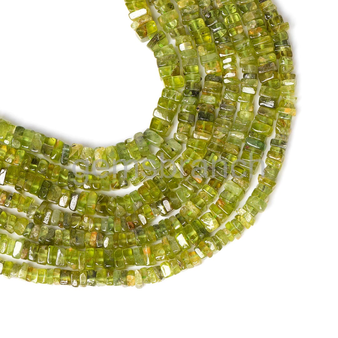 Genuine Peridot Square Shape Gemstone Beads 4-5mm Peridot Heishi Square ...