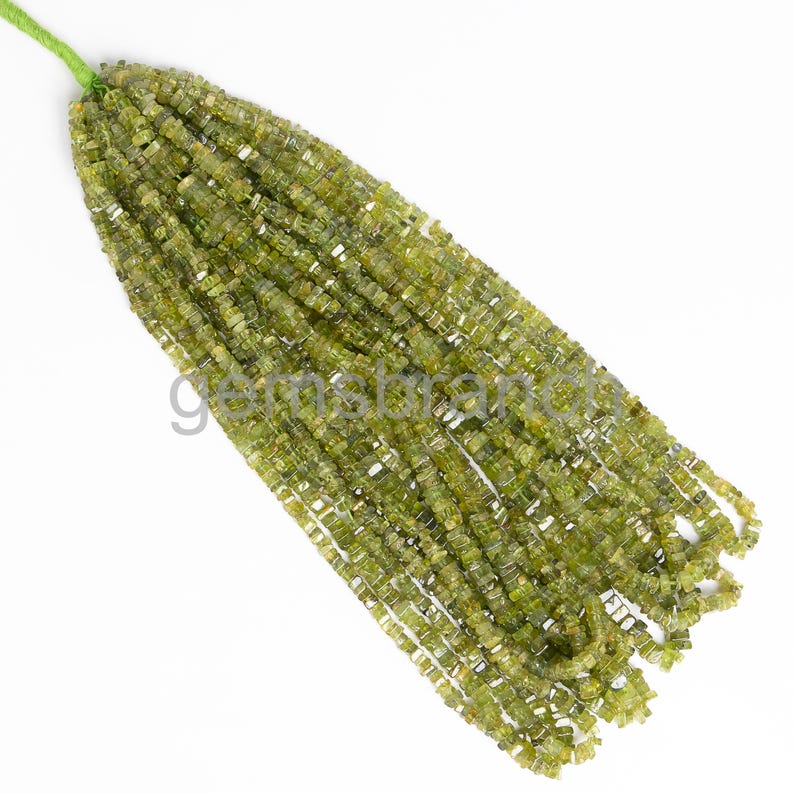 Genuine Peridot Square Shape Gemstone Beads 4-5mm Peridot Heishi Square ...