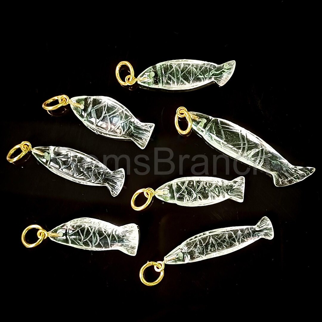 Natural Crystal Quartz Fish Shape Pendants, Clear Quartz Gemstone Koi ...