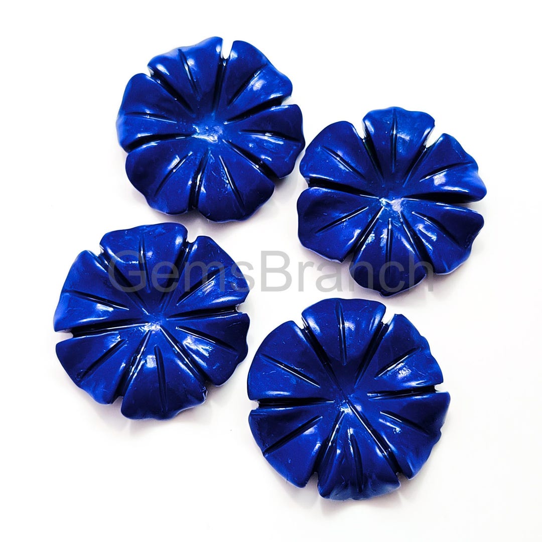 Beautiful Lapis Lazuli Flower Shape Gemstone, Hand Carved Gemstone ...