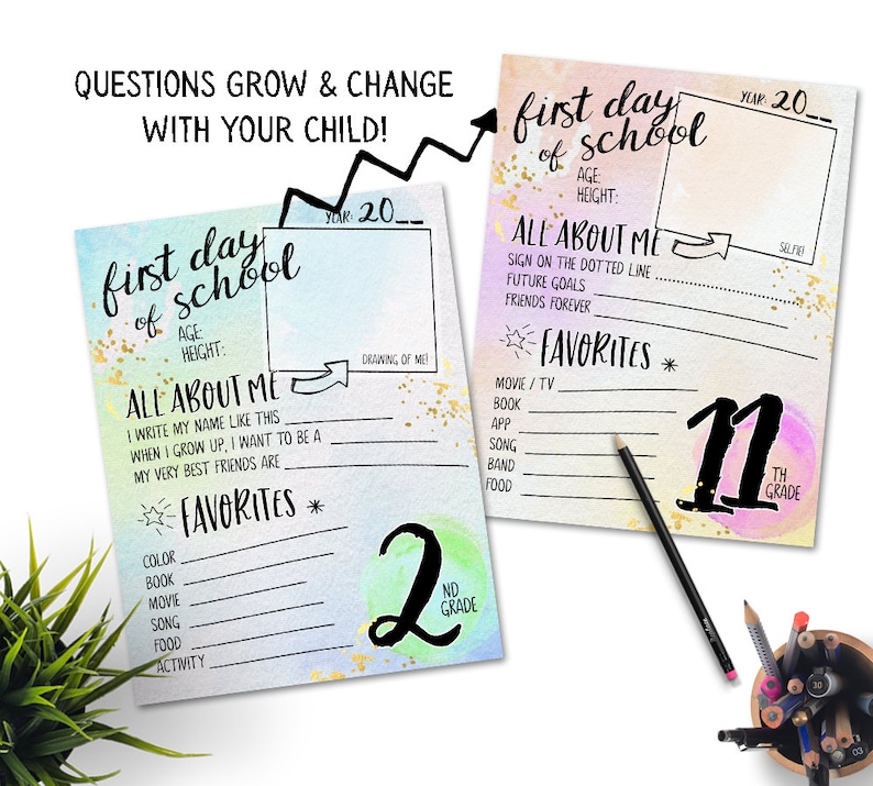 DIGITAL FIRST and LAST Day of School Pages, Back to School Memory Book ...