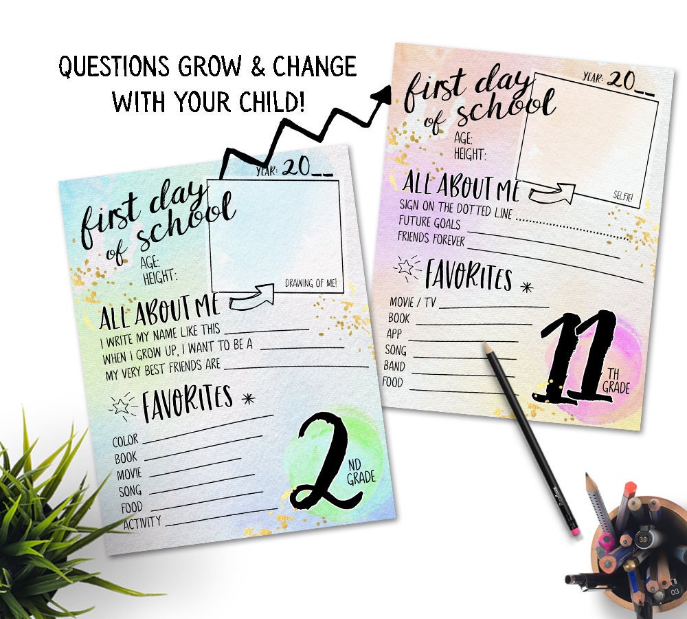DIGITAL FIRST and LAST Day of School Pages, Back to School Memory Book ...