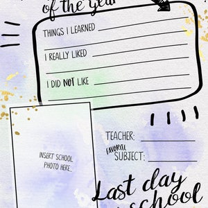 DIGITAL FIRST and LAST Day of School Pages, Back to School Memory Book ...