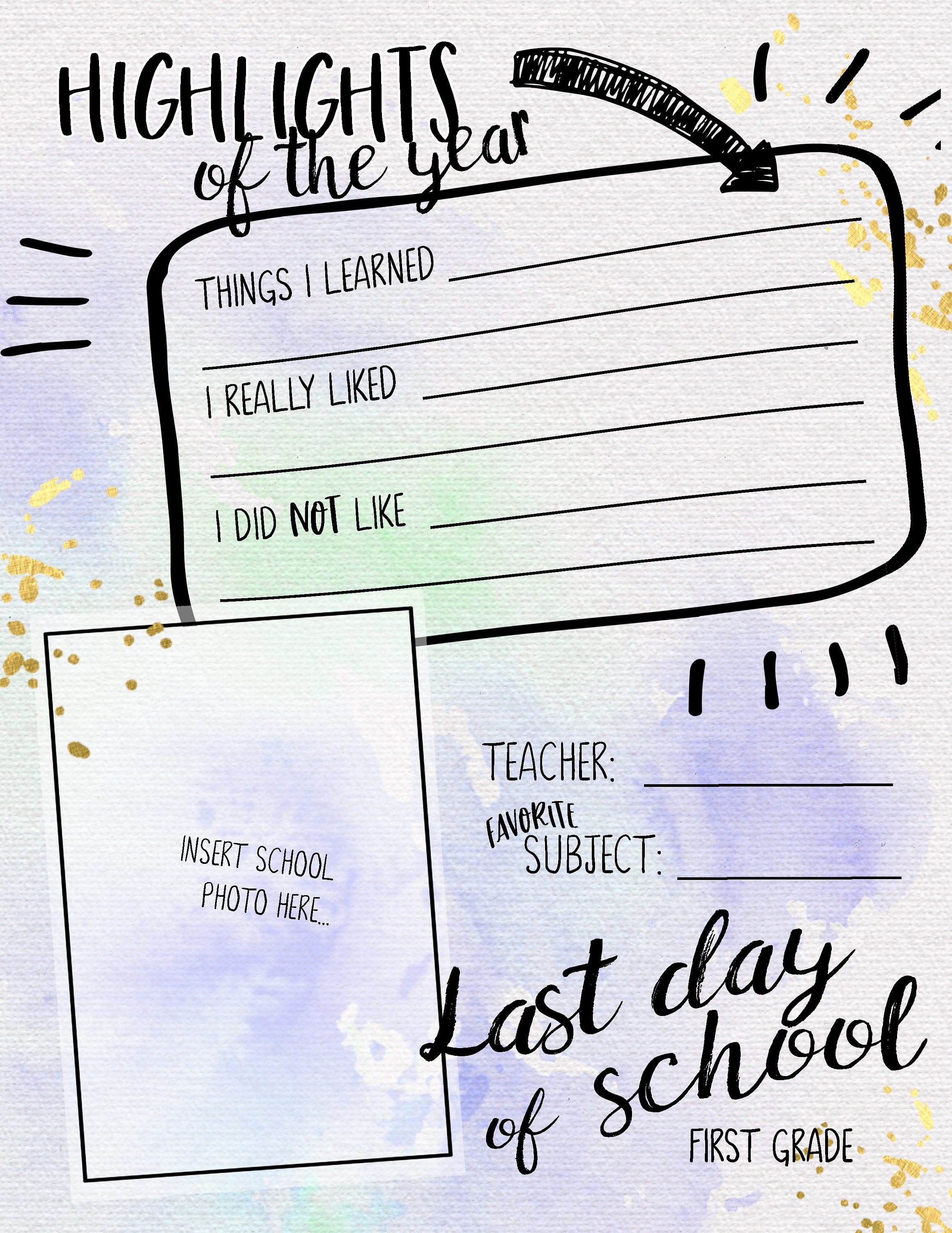 DIGITAL FIRST and LAST Day of School Pages, Back to School Memory Book ...